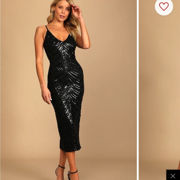 Lulus | Dresses | Black Sequin Bodycon Midi Dress | Poshmark